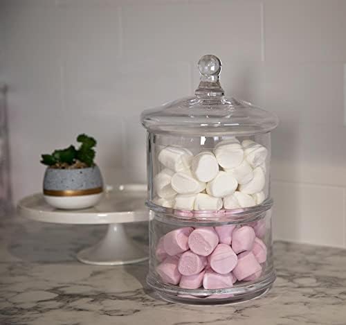 EH Excellent Houseware Stackable Glass Storage Jars 3 Tier Sweet Candy ...