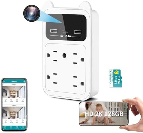 Amazon.com : 4K WiFi indoor Hidden Camera Wall Outlet,Motion Only ...