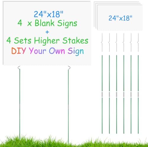 Amazon.com : Durable Blank Corrugated White Yard Sign Kit Includes 3 ...