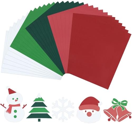 JULBEAR 30 Sheets Christmas Cardstock Paper, 5 Colors 8.5x11 Red Green ...