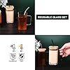 Amazon.com: Tzerotone Glass Cups with Lids and Straws, 4 Pack 17 OZ ...