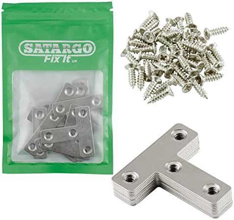 sourcing map T Shape Bracket, 40x40x1mm Stainless Steel Flat Repair ...