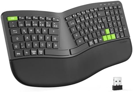 seenda Ergonomic Wireless Keyboard Rechargeable with Wrist Rest, 2.4GHz ...