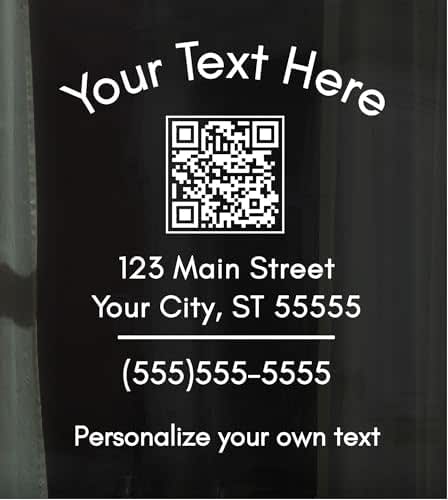 Amazon.com: CUSTOM Business Store Name with QR Code Decal Sign For ...