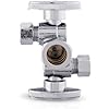 1/4 Turn Dual Compression Outlet Angle Stop Valve with 2 Shut Off Valve ...