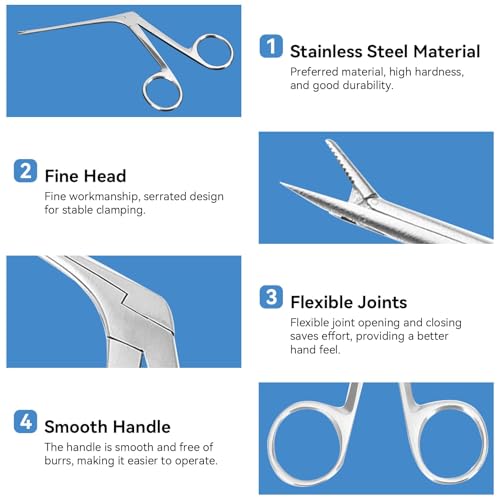 Ear Forceps, 3inch Stainless Steel Alligator Forceps Ear Picking Pliers ...