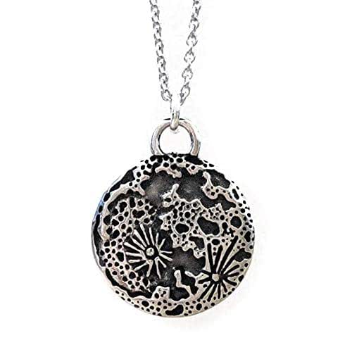 Amazon.com: Sterling Silver Full Moon Pendant Necklace, 18" : Handmade ...