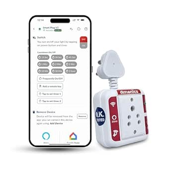 Amonics Smart Plug, WiFi Enabled, Timer Function, IR Remote Compatible, App Control, 6A/1000W ...