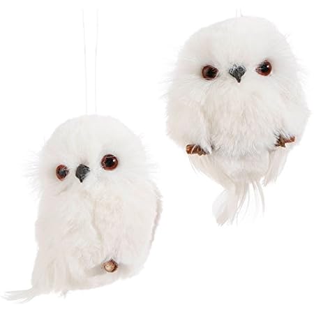 Set of 2 Assorted RAZ Imports 4" Polyfoam Brown Winged White Winter Owl ...
