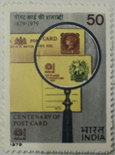 Post Card Centenary. India-80, Postcard, Centenary, Emblem, Magnifying ...