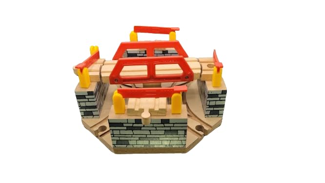 Buy Wooden Train Track 4-Way Turntable Roundabout Compatible All Brands ...