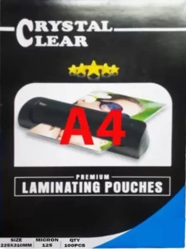 VSM Crystal Clear Lamination Pouch A4 Size 100 Sheet 125 microns ...