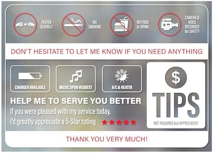 Amazon.com - 6pcs Rideshare Rating Tips Sign Stickers | Ride Share ...