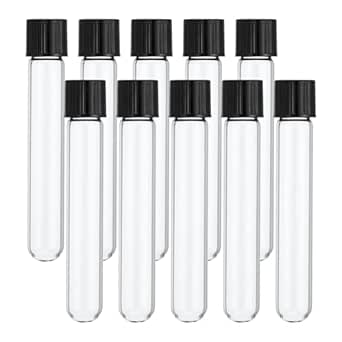 PATIKIL 10ml Test Tubes, 40pcs 3.94x0.63in Glass Clear Round Bottom ...