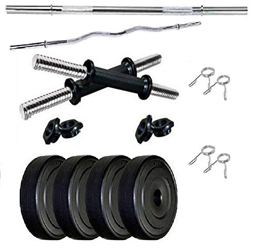 Spanco Home Gym 48 Kg P.V.C Weight Plates (2.5 Kg X 4 = 10 Kg + 5 Kg X ...