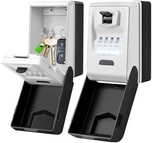 KTUEOV Key Boxes Wall Mounted, Key Safe Box With Light Up Dial 4 Digit ...