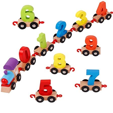 Buy Rainbow Wooden Digital Train Set Block Train 0 to 9 Numeric Figure ...
