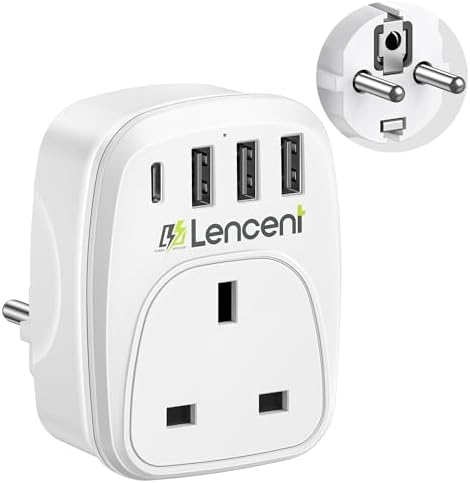 Iroussa UK to European Adapter Plug, EU Schuko Travel Adaptor with 3 ...