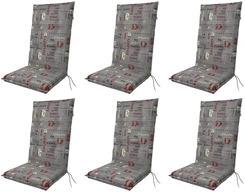 Gardissimo Set of 6 High-Backed Chair Cushions 1112 120 x 50 x 8 cm ...
