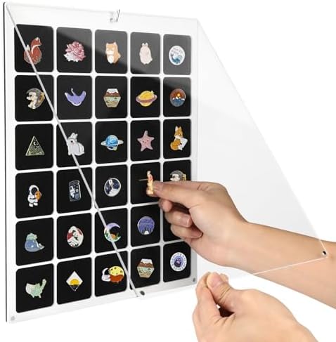 Amazon.com: Clear Acrylic Pin Display Case, 30 Grids Pin Collection ...