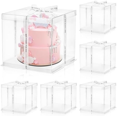 Amazon.com: Square Clear Cake Box - Transparent Cake Boxes with Ribbon ...
