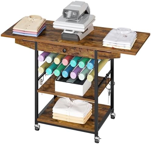 Amazon.com: HOOBRO 3 Tier Movable Heat Press Table, Foldable Heat ...