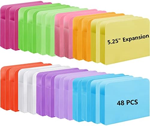 Amazon.com : Fainne 48 Pcs Expanding File Pockets 5.25" Expansion File ...