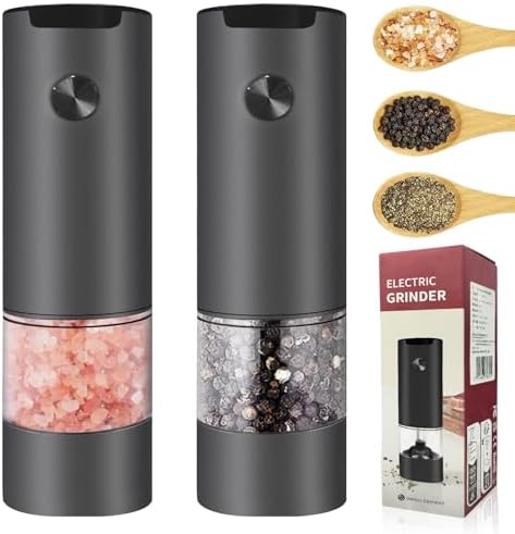 Salt and Pepper Mills Electric Set of 2 Battery Operated Spice Mills ...
