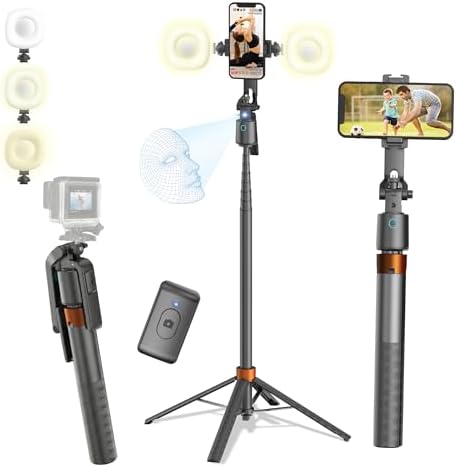 Auto Face Tracking Tripod with 2 Fill Lights & Remote, 1.8m Extendable ...