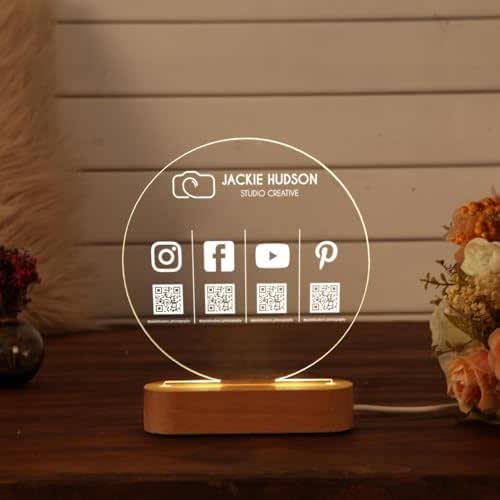 Custom LED Acrylic Social Media Sign – Personalized QR Code Business ...