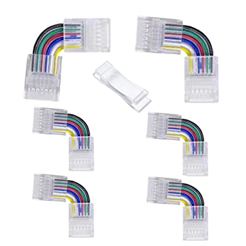 YAJIERUI 6 Pcs 6 PIN L Shape Corner Connector 12mm 6 Pin RGBCCT 5050 ...