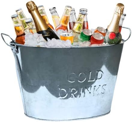 Daniel James Galvanised Steel Drinks Bucket - Metal Beverage Tub with ...