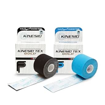 Amazon.com: Kinesio Taping - Elastic Therapeutic Athletic Tape Tex Gold FP Bundle - Black & Blue ...