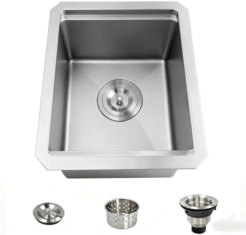 SANYCASA 12 Inch Undermount Bar Sink with Quiet Drain - 11 Gauge ...