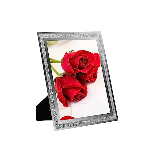 LOKCASA 8×10 Glass Photo Picture Frames,Sparkly Silver Border Frames ...