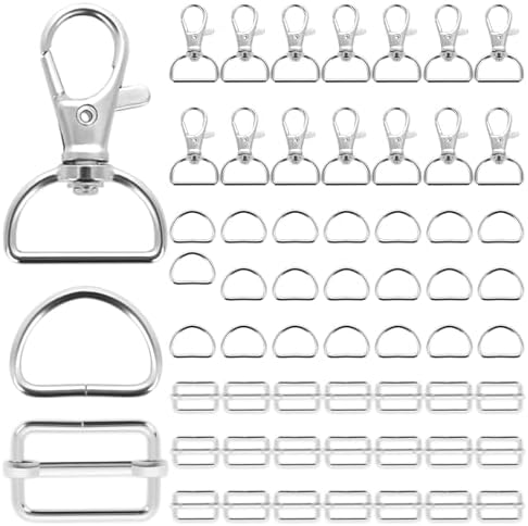 56Pcs Bag Making Supplies, Swivel Keychain Hook Slide Buckles D Rings ...