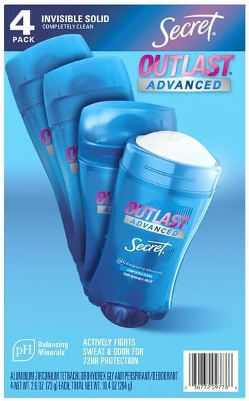 Amazon.com : Secret Outlast Advanced Antiperspirant Deodorant 2.6oz, 4 ...