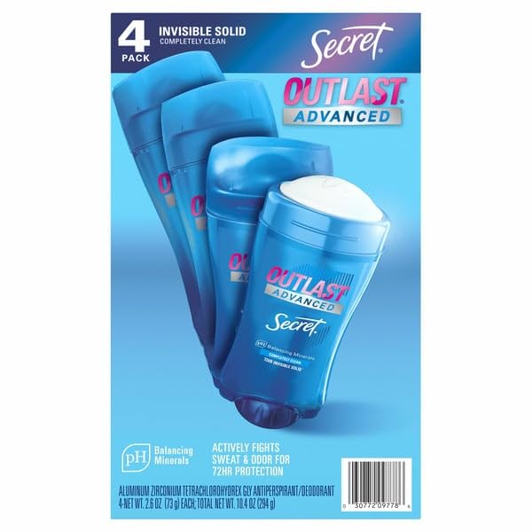 Amazon.com : Secret Outlast Advanced Antiperspirant Deodorant 2.6oz, 4-Pack, Sweat & Odor ...