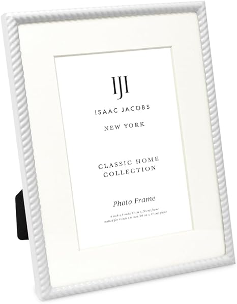 Amazon.com - Isaac Jacobs 6x8 (Matted 4x6) White Metal Rope Border ...