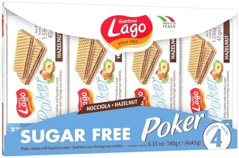 Lago Poker Sugar Free Wafers with Hazelnut Cream - 45 gms (Pack of 4 ...