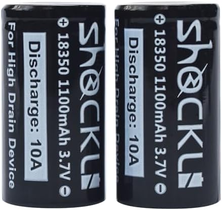 Amazon.com: funkawa 18350 Rechargeable Battery, Shockli 18350 Flat Top 1100mAh 3.7V Li-ion 10A ...