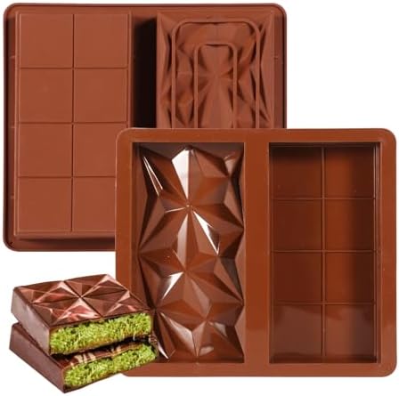 2 Pcs Deep Chocolate Bar Moulds Silicone, Non-Stick Chocolates Mould, 2 ...