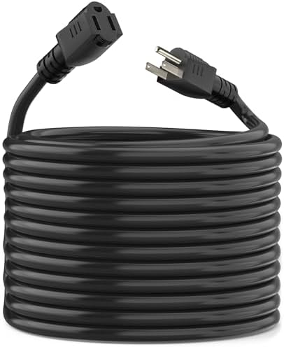 100 ft Heavy Duty 12 Gauge Black ETL Listed Indoor, Outdoor AC Power ...