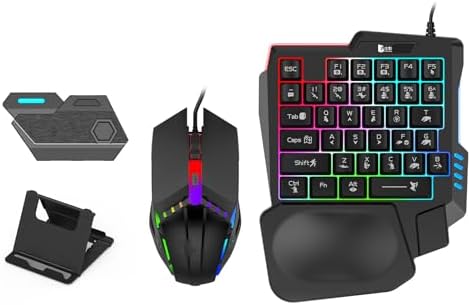 Amazon.com: One Hand RGB Gaming Keyboard and Mouse Combo, Half Hand ...