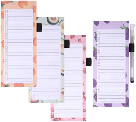 JIANTA 4 Pack Magnetic Shopping List Pad for Fridge, 200 Tear Off ...