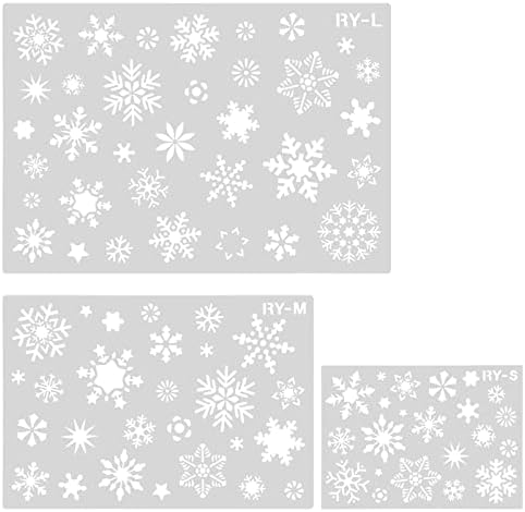 Amazon.com : 3pcs Reusable Snowflake Stencils - Christmas Painting ...