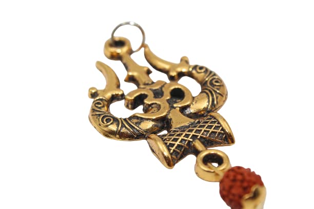 Amazon.com: Mahakal Locket with Rudraksha, Golden Om Trishul Damru ...