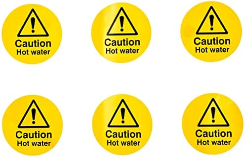Caution hot water safety sign - Self adhesive stickers Pack of 18 66mm ...