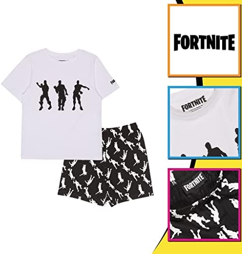Fortnite Jungen Tanzen Emotes Pyjama Weiß Schwarz Short Pyjamas Set ...