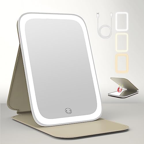 FYKERO Travel Makeup Mirror with Lights- Portable LED Makeup Mirror ...